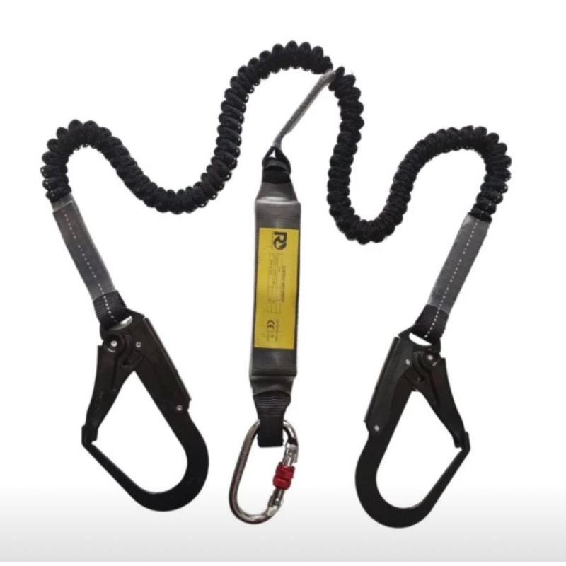Lanyard hook plus absorber Rhino | Lanyard for working safety | Double hook lanyard plus ...