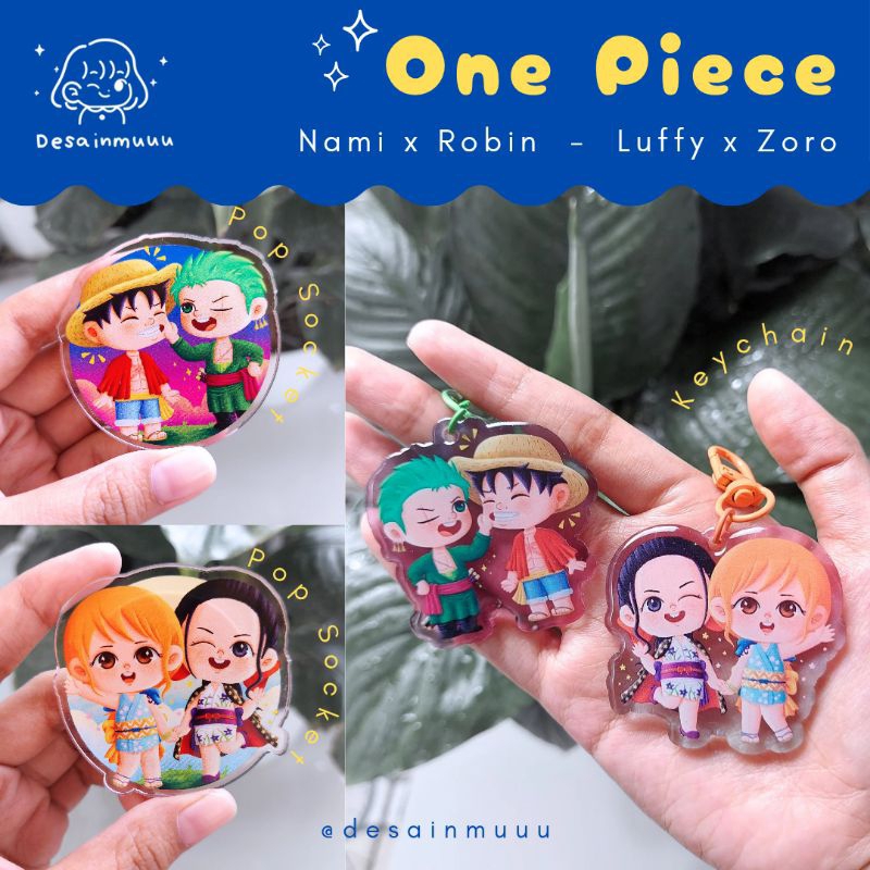 Keychain & Pop Socket One Piece Zoro x Luffy - Nami x Robin by your ...