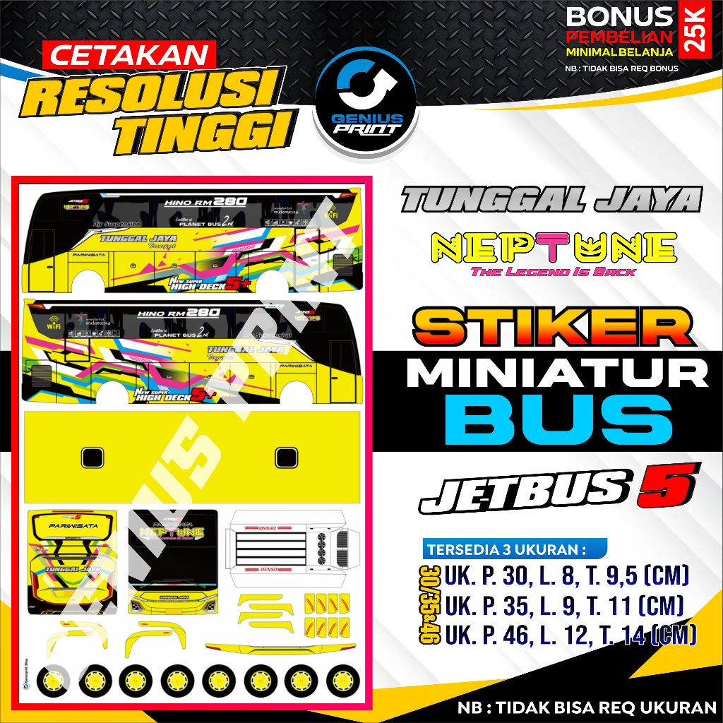 JETBUS 5 LIVERY DEWI SRI MINIATURE BUS STICKERS | SINGLE JAYA | NAFIT ...