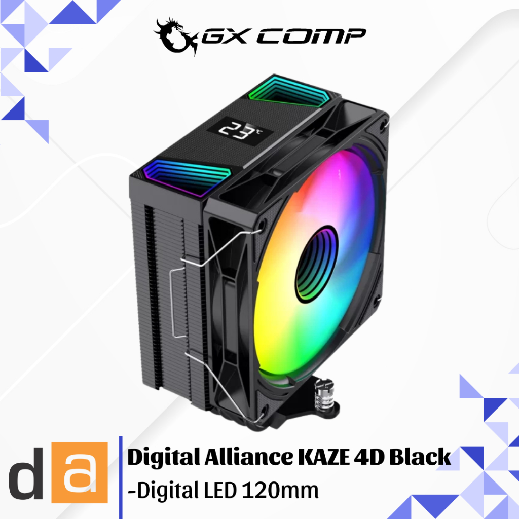 Digital Alliance KAZE 4D Black ARGB Digital LED 120mm - HSF CPU Cooler ...