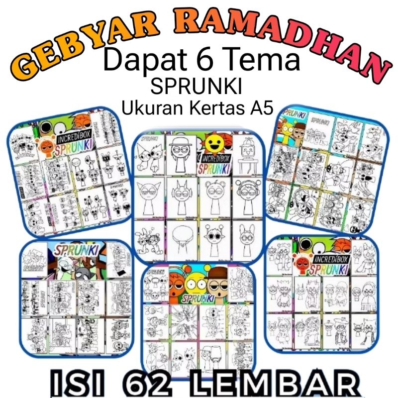 Ramadan Celebration Gets 6 Themes containing 62 Sheets SPRUNKI Theme A5 ...