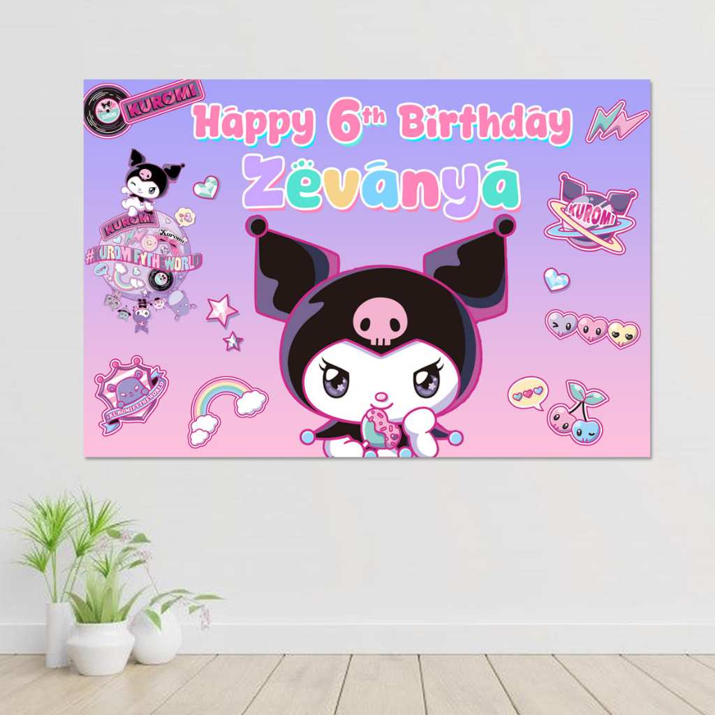 Kuromi - Birthday Backdrop Flexi Birthday Wall Decoration | Shopee ...