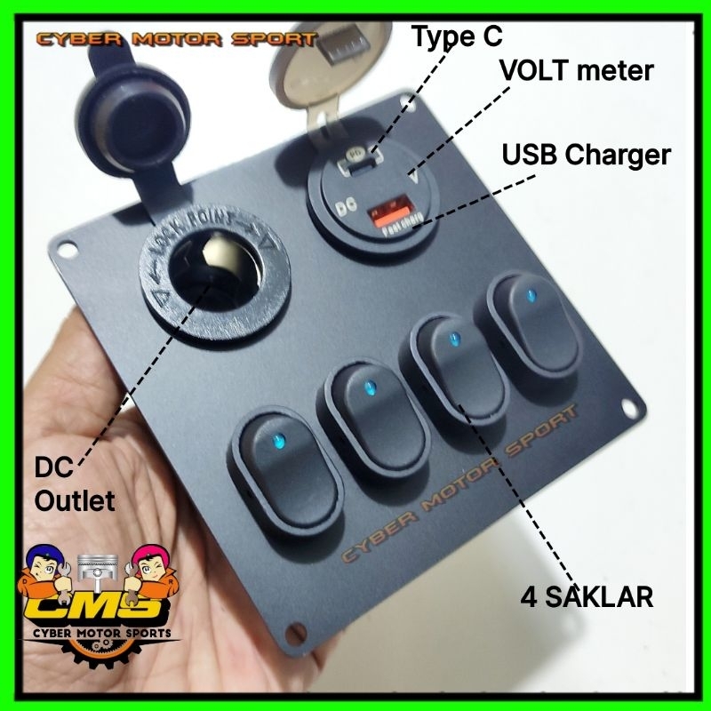 TOMBOL Universal switch 12v 24v car dashboard instrument 4 switch volt ...