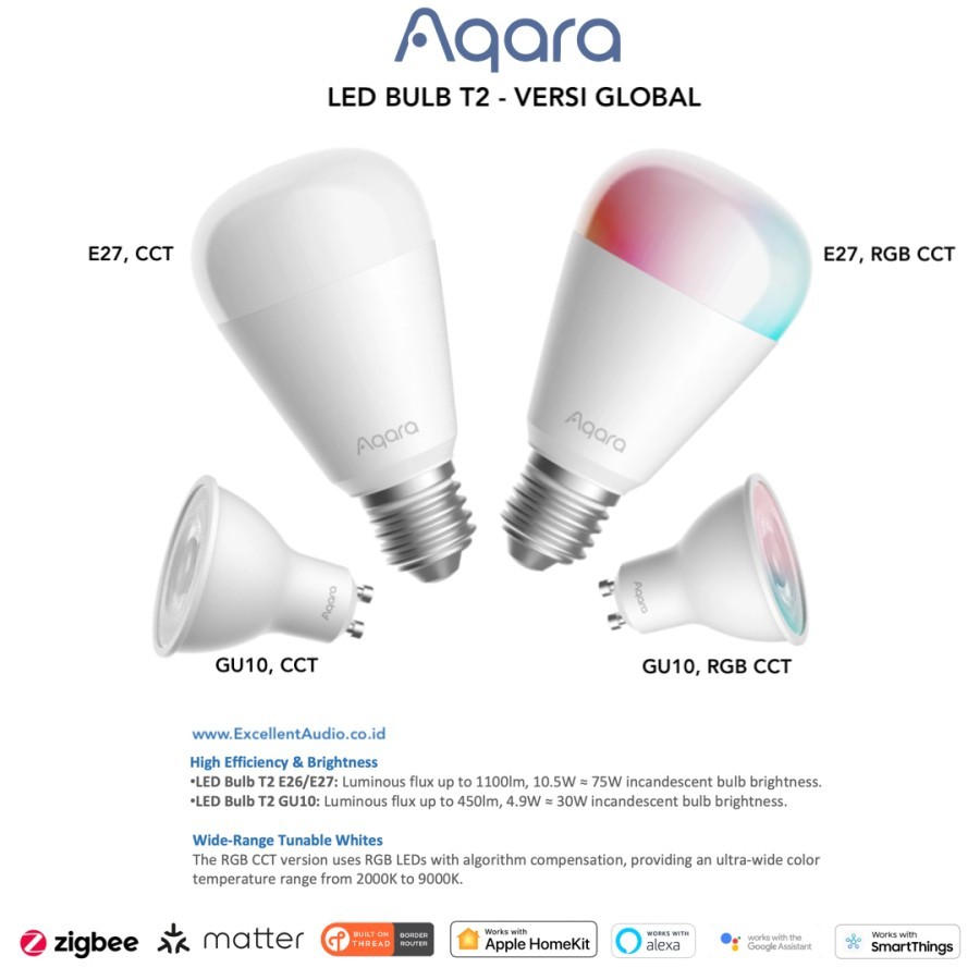 Global version Aqara LED Bulb T2 LED lamp - E27 CCT | Shopee Singapore