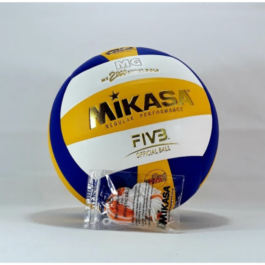 MIKASA MV 2200 SUPER GOLD ORIGINAL VOLLEYBALL SIZE 5 FREE NET VALVE ...