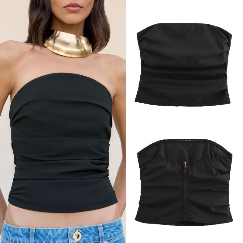 Black Tube Crop Top 77362 (DA) | Shopee Singapore