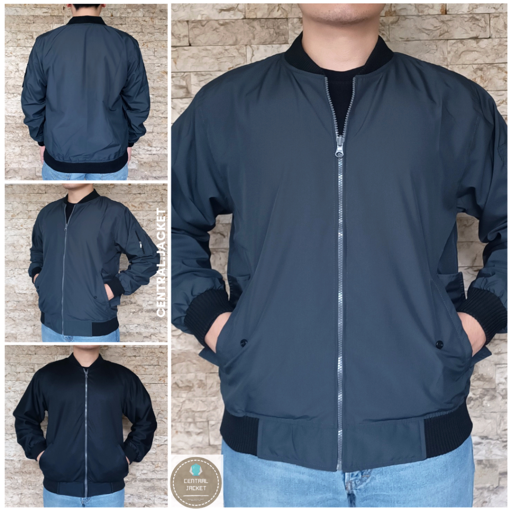 Premium Reversible Men's Bomber Jacket - Thick Taslan Parachute Plain ...