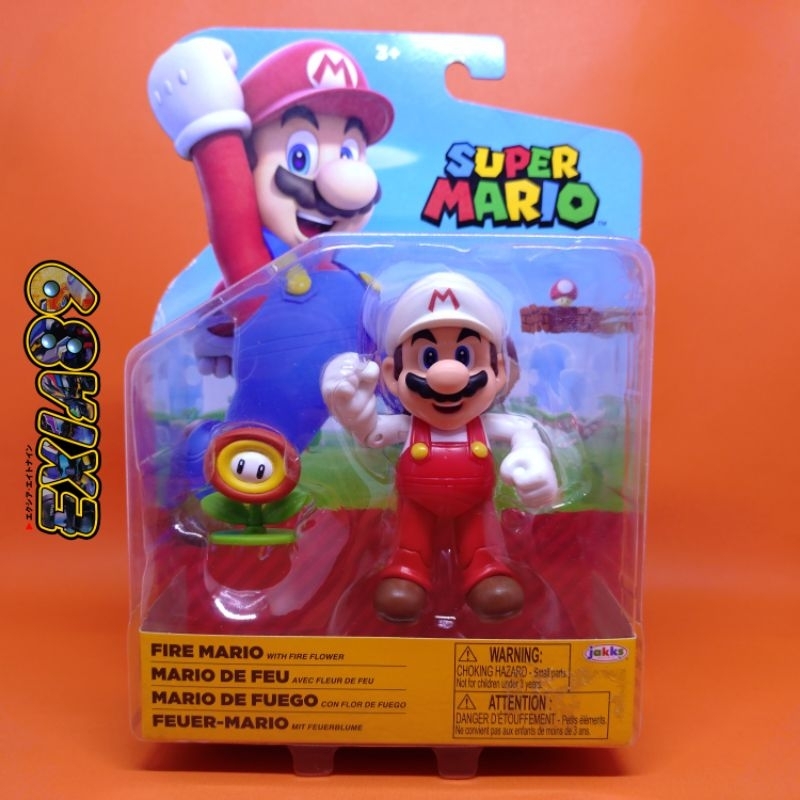 Super Mario 4-Inch Articulated Figure - Fire Mario With Fire Flower ...