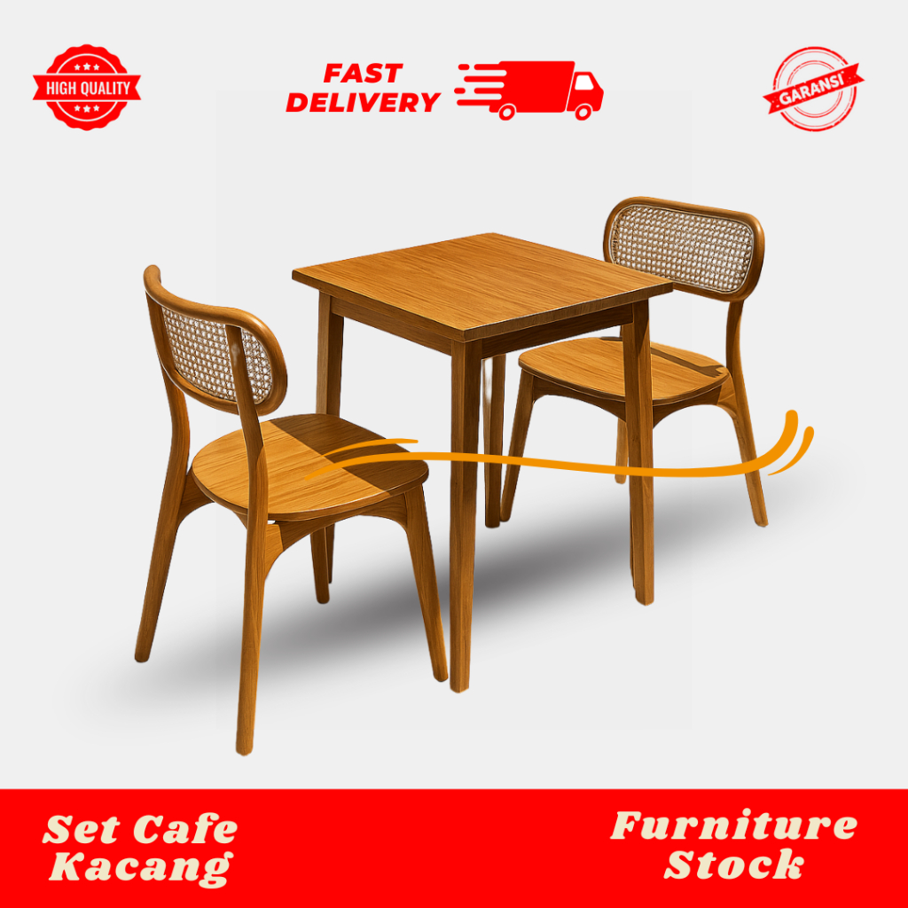 Peanut Cafe Chair Set | Teak Wood Dining Table Chairs | Rattan Teak Wood Dining Set | Shopee ...