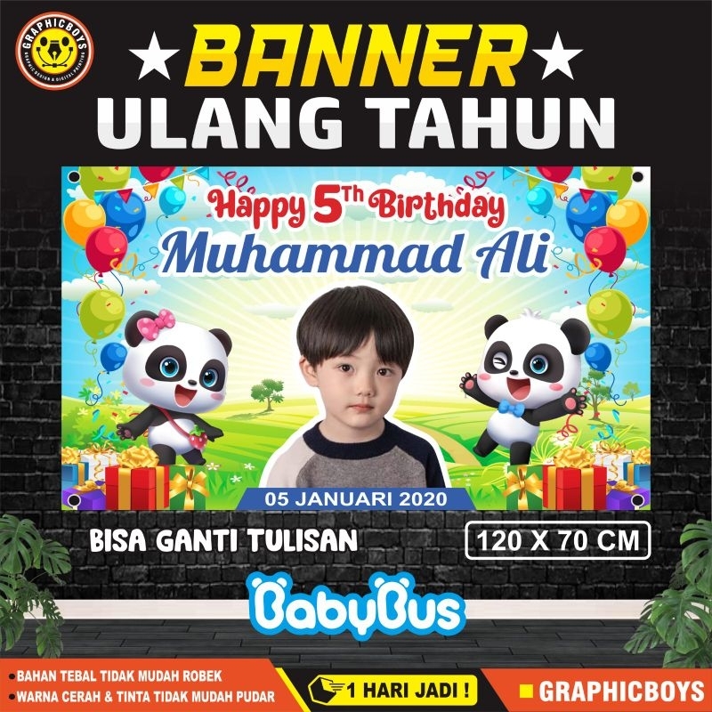 Babybus Birthday Banner Size 120 X 70 Cm, Babybus Birthday Banner Size ...