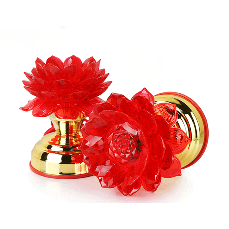 MERAH Plastic Altar Lamp Full Red Led Lotus Lamp Decoration Red Lotus ...