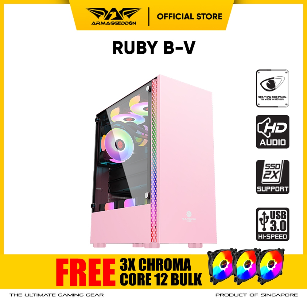 PC Case Pink Armaggeddon Ruby BV ATX Gaming PC Casing | Shopee Singapore