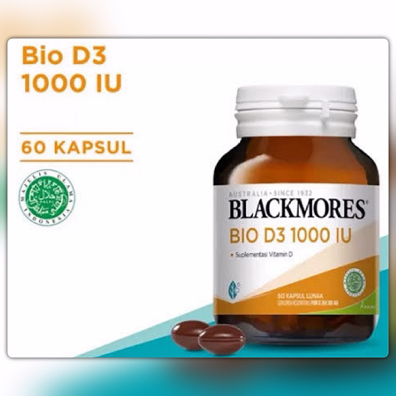 Blackmores Bio D3 1000iu Vitamin D3 1000 iu contains 60 Vit D BPOm Kalbe Capsules | Shopee Singapore