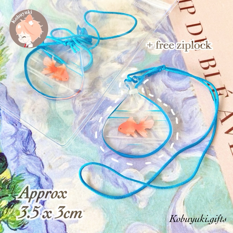 GANTUNGAN Mini Acrylic Keychain Goldfish in a bag Aesthetic transparent ...