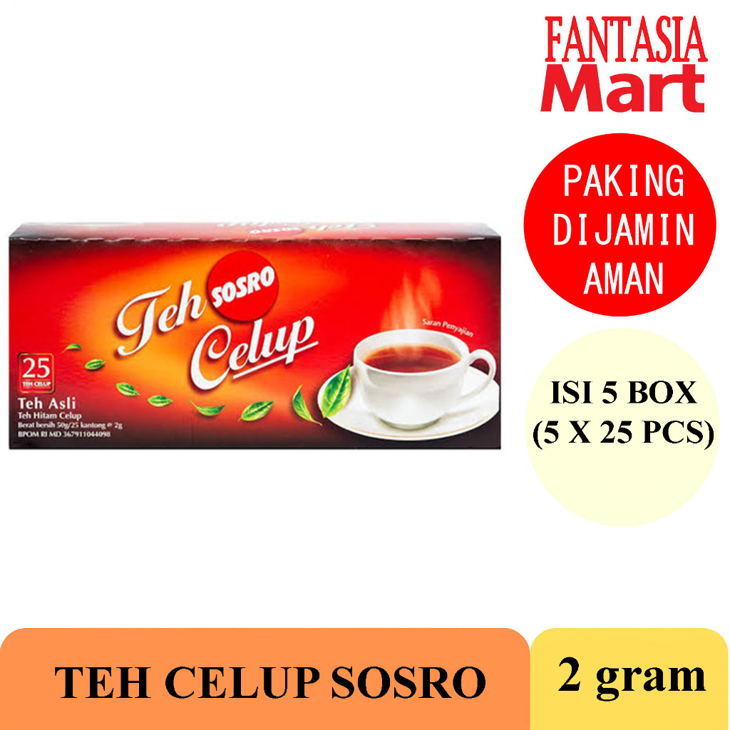 SOSRO TEA BAGS PACK PER 5 BOXES CONTAINS 25 PCS (5X25) FANTASIA WITH ...