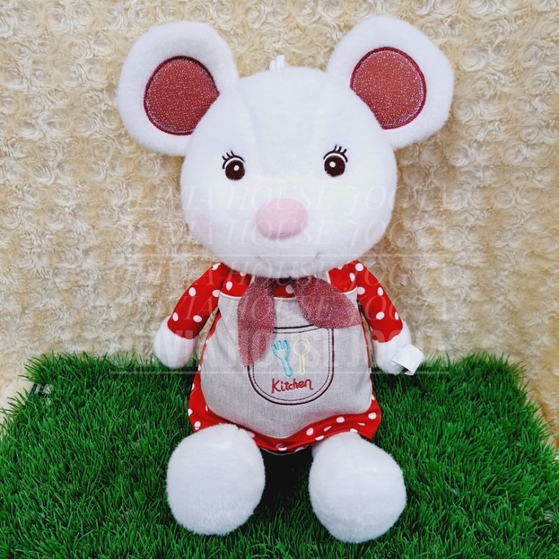 MATA MERAH Cream Mouse Doll Embroidered Eyes Mice Doll Red Glitter ...