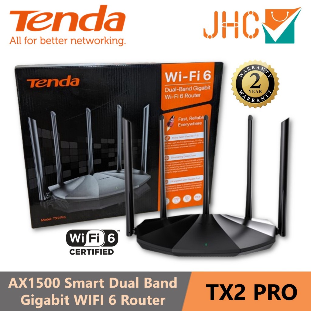 Tenda TX2 Pro AX1500 Dual Band WiFi 6 Gigabit Wireless Router TX2Pro ...