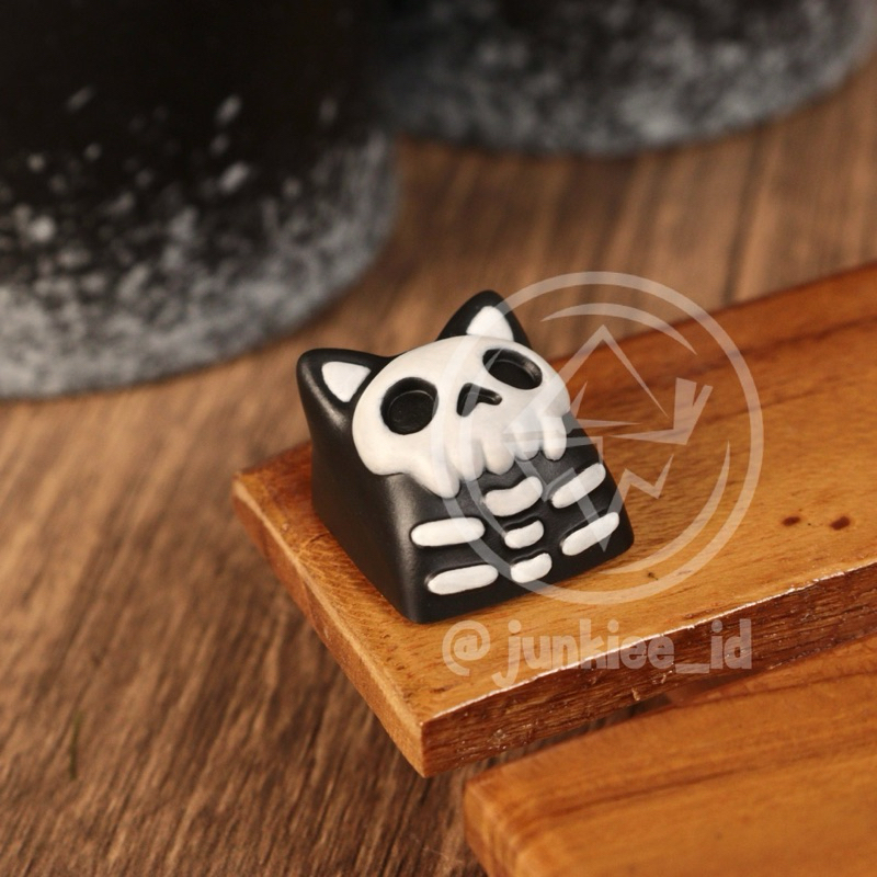 Skull cat artisan keycaps halloween skeleton keycaps cat for mechanical ...