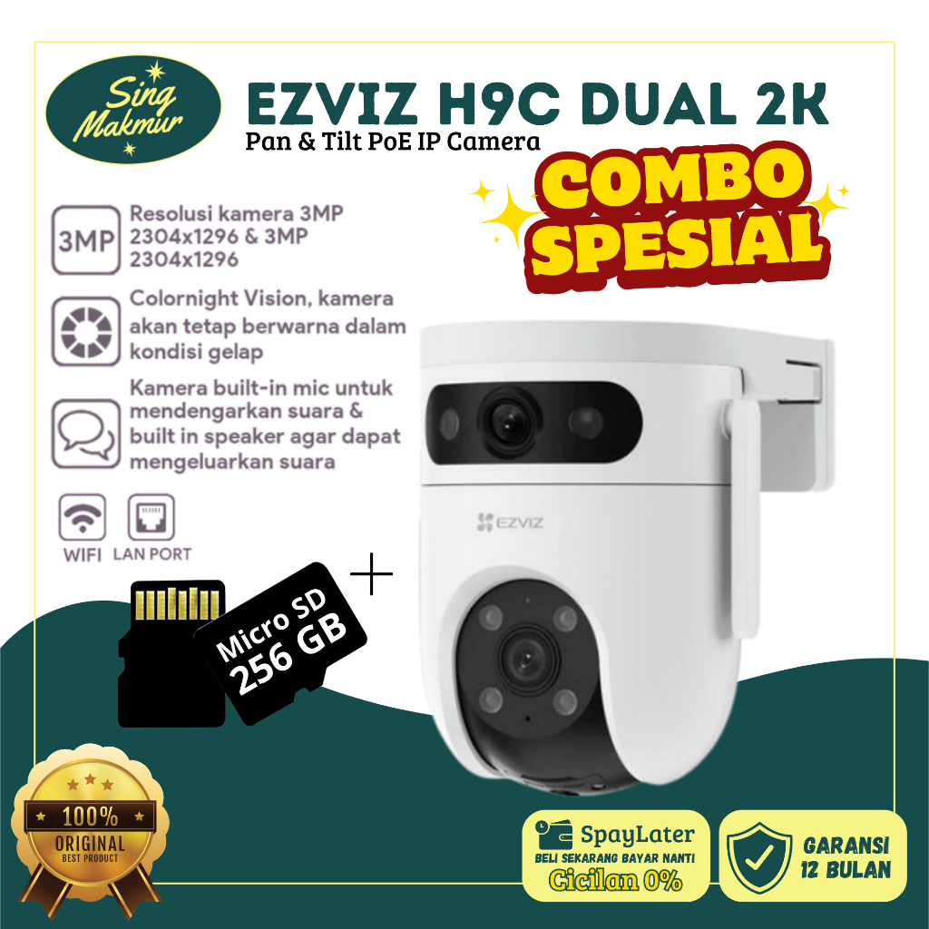 EZVIZ H9C 2K+2K 3MP IP Camera CCTV Dual Lens Pan & Tilt Wi-Fi Camera ...