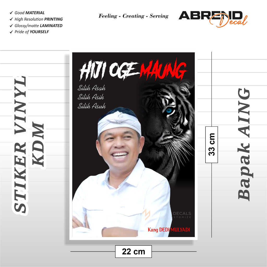 Axedecal - KDM Mr. Aing Vinyl Sticker / Kang Dedi Mulyadi Sticker uk 22 ...