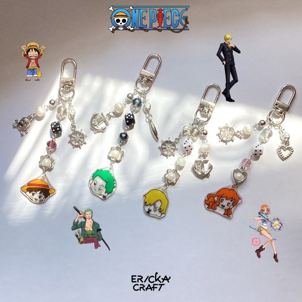 ONE PIECE KEYCHAIN PAPER SHRINK BAG CHARM AESTHETIC ANIME KAWAII BEAD ...