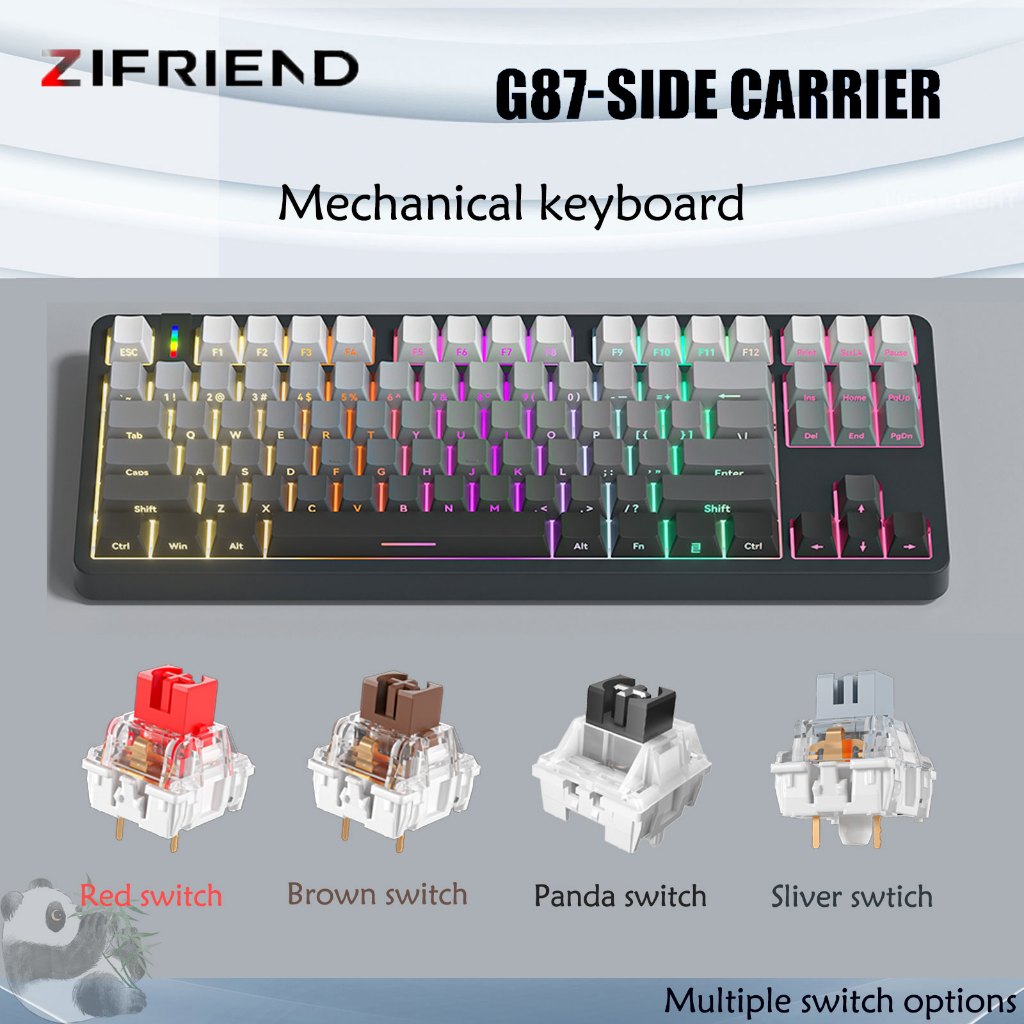 Zifriend G87 RGB Mechanical Keyboard Hot-swappable Noah Silver Switch ...