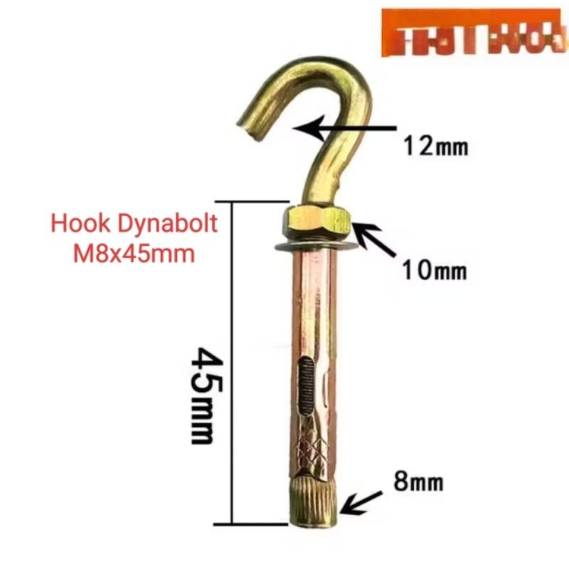 GANTUNGAN Hook dynabolt m8x45 / hook eye bolt m8x45 / hook anchor bolt ...