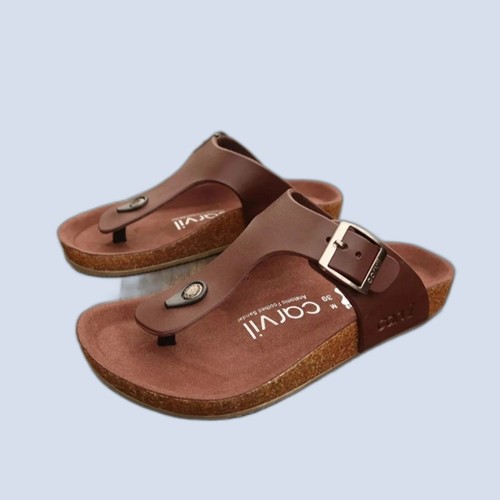 HITAM Carvil Benzo 01 Leather Sandals, foodman bet model, Black, Brown ...