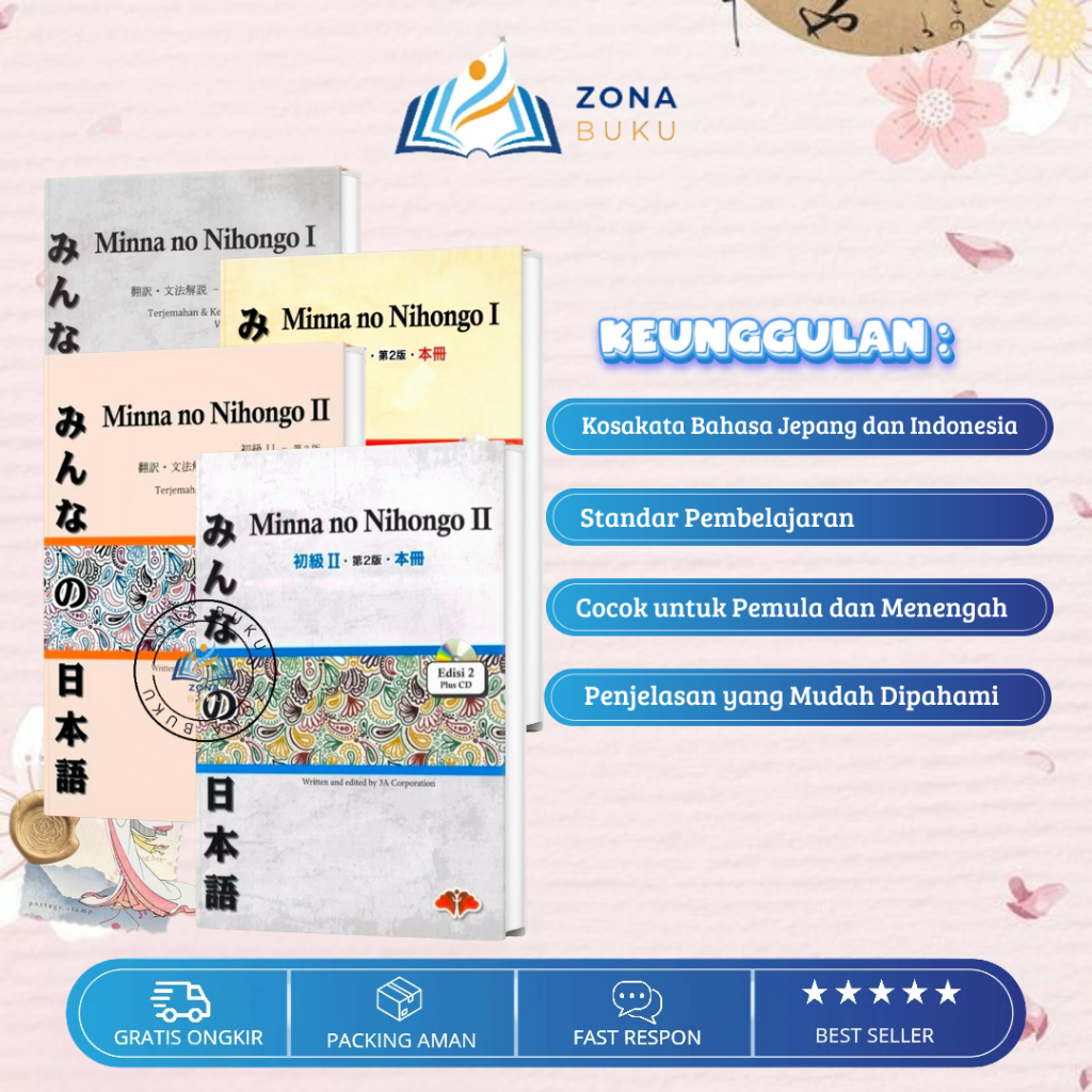 Minna No Nihongo Japanese and Translated Version 1 2 Dictionary Book Japanese Package Free File ...