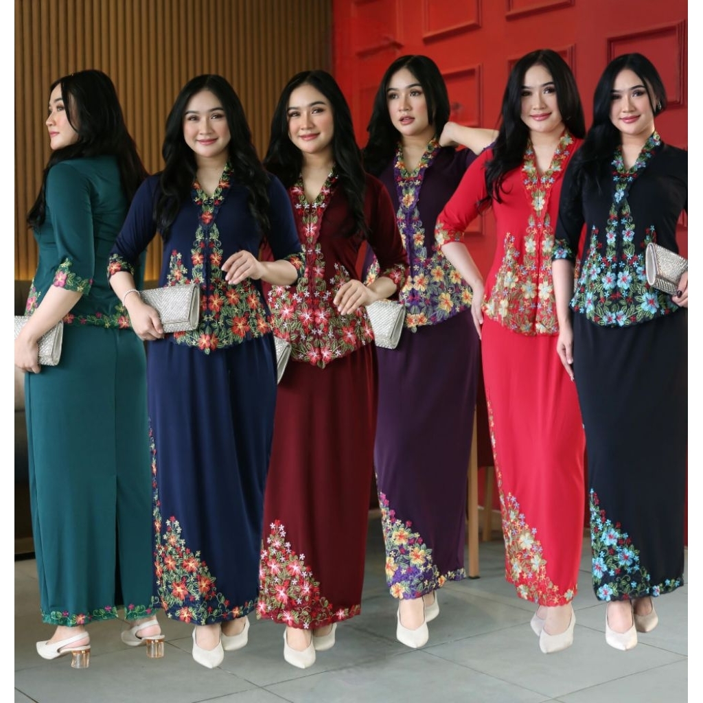 Embroidered Kebaya Cherry Blossom Suit Stretchy Kebaya Modern Kebaya ...