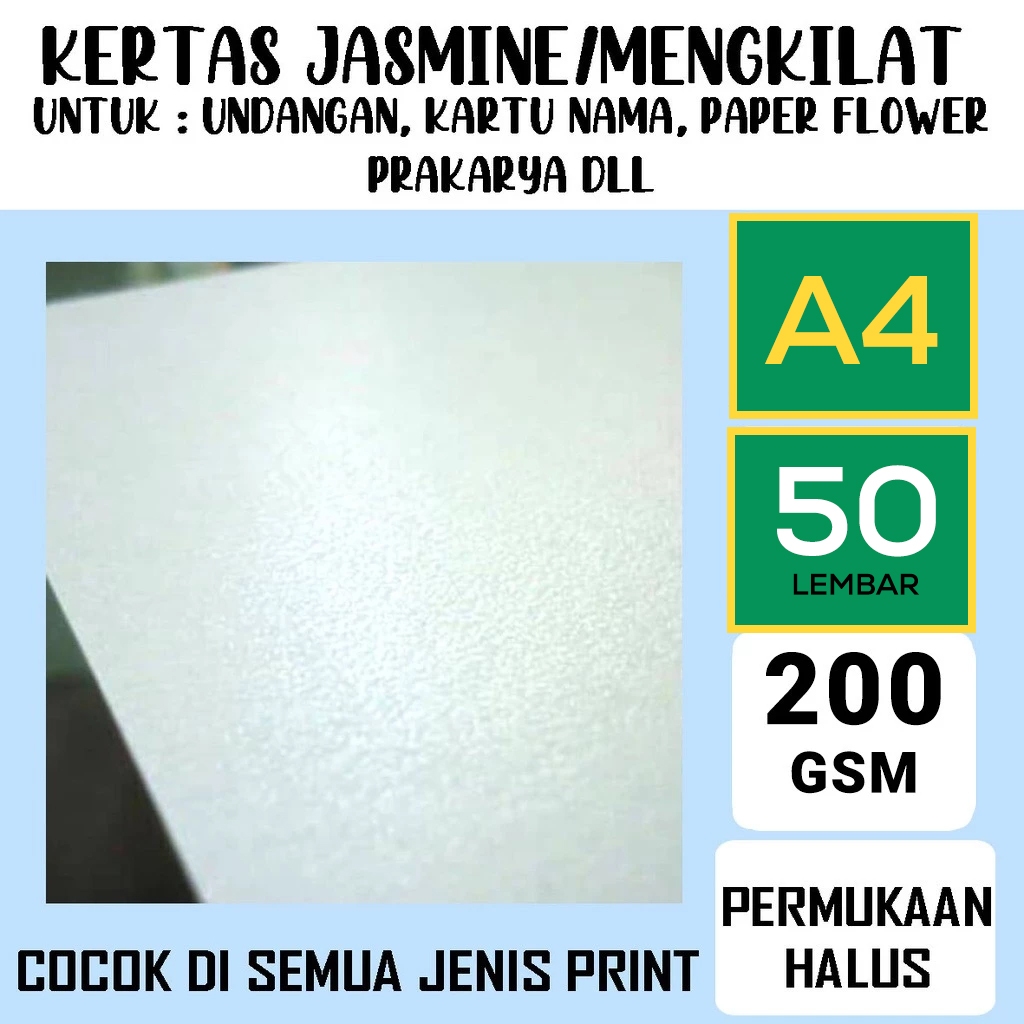 Jasmine Plasma White Paper/A4 Size Invitation Contents 10/20/50 Sheets ...