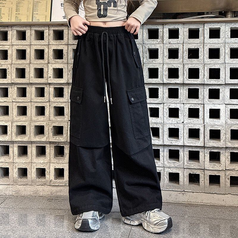 CHERYLL COLLECTIONS 3191 - Simple black imported cargo girls' pants ...
