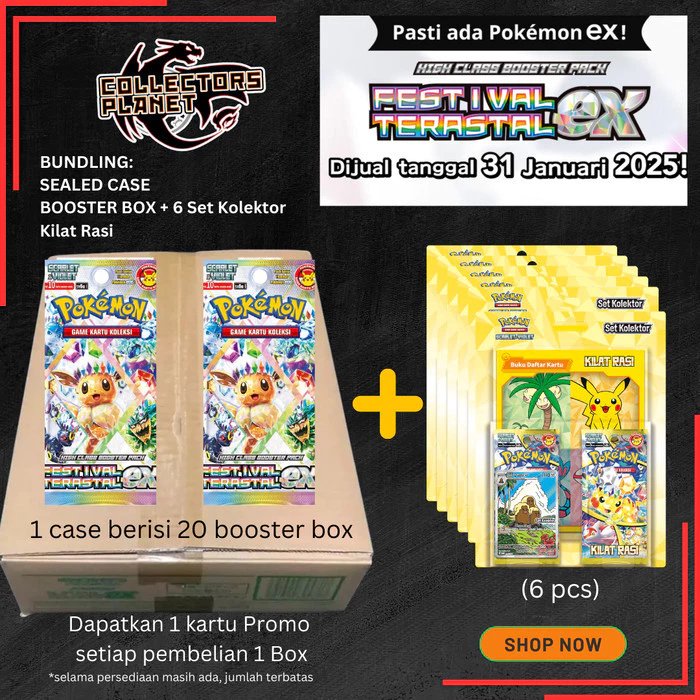 6 Set Collectors + 1 Sealed Case POKEMON TCG Indonesia Festival Terastal Booster Box High Class ...
