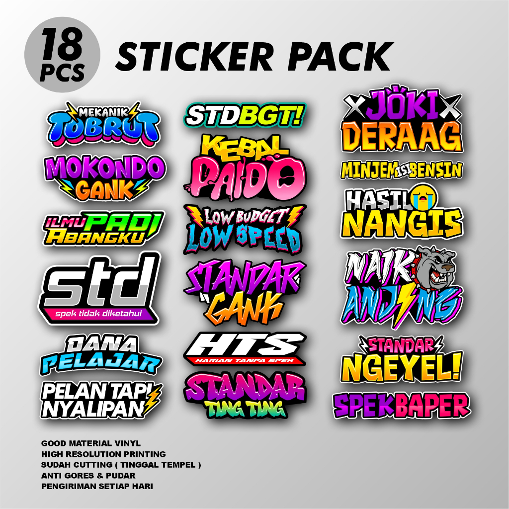 Contents 18 PCS Vinyl Stickers Viral Words Racing Sticker Pack ...