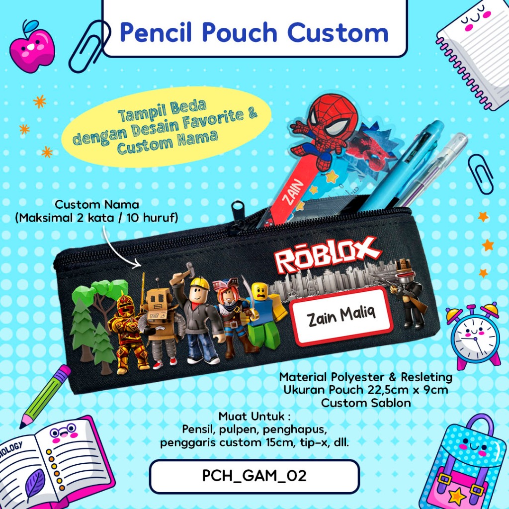 Custom Pencil Pouch / Pencil Pouch Case Can Use Game Design Theme Names ...