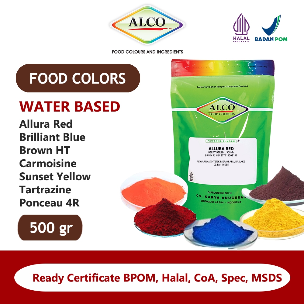 ALCO Water Based Soluble Powder Cake Food Coloring 500 gr Single Color ...