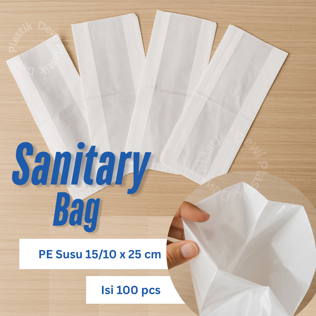 Sanitary Bag 15/10 x 25 cm contains 100 White Plastic Bags Hotel Supply ...