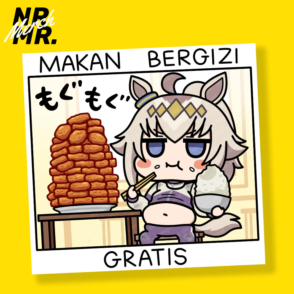 Oguri Cap MBG meme Sticker Fanmade Uma Musume Cinderella Gray Chibi ...