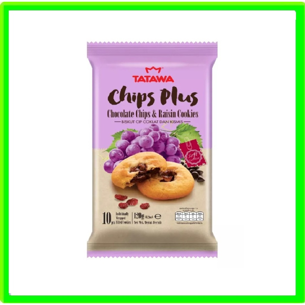 Tatawa Cookies Chips Plus Chocolate Chip and Raisin Biscuits 120gr ...