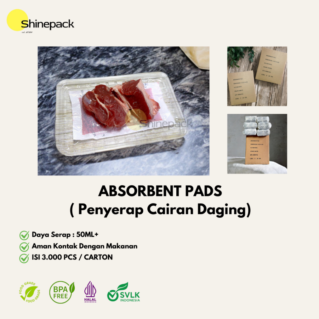 [3.000 PCS] FOOD ABSORBENT PADS (MEROPADS) MEAT LIQUID PEYERAP/ DRILOC ...