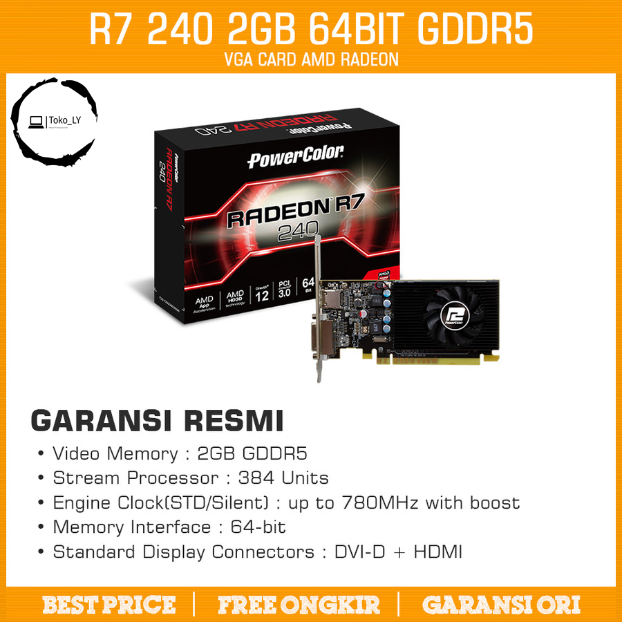 Vga POWERCOLOR R7 240 2GB GDDR5 OC | Official Radeon R7240 2G DDR5 ...