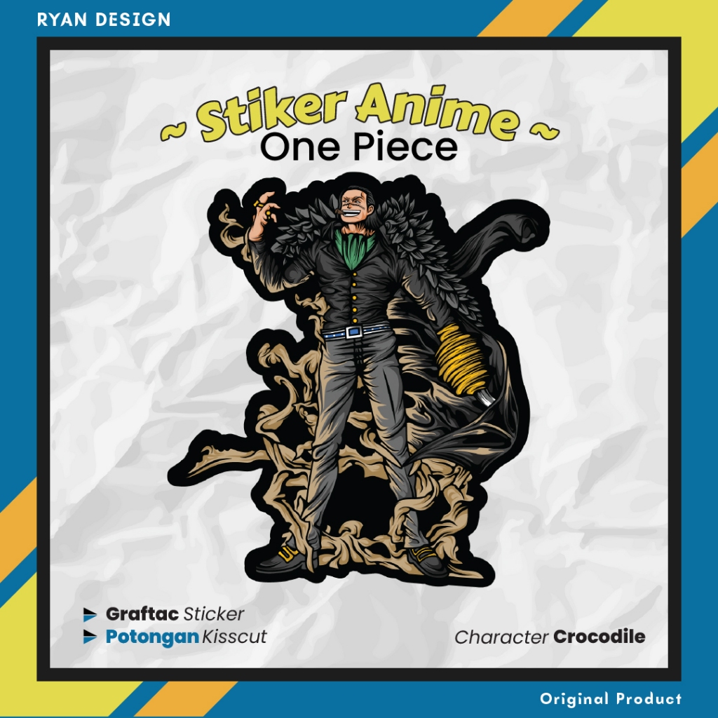 Ryan Design One Piece Crocodile Anime Sticker - Graftac Sticker Kisscut ...