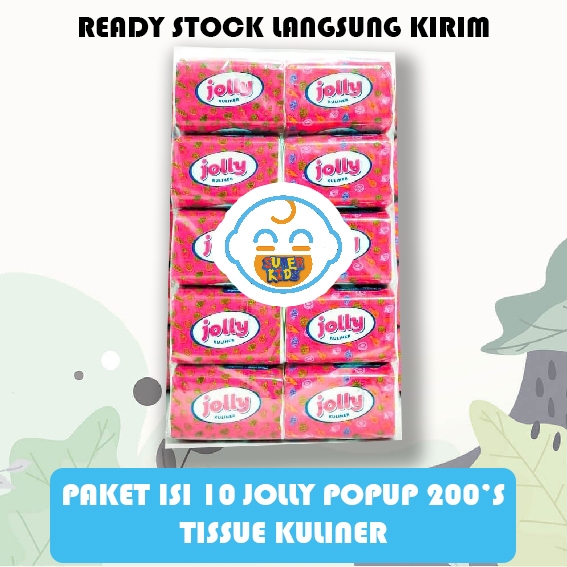 Package CONTAINS 10 PCS TISSUE JOLLY POP UP 200s 2 PLY FACIAL FACIAL ...