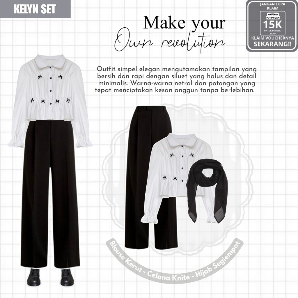 HITAM PUTIH Mc - 04 | Monochrome CHIC OUTFIT (White Coquette Ribbon ...