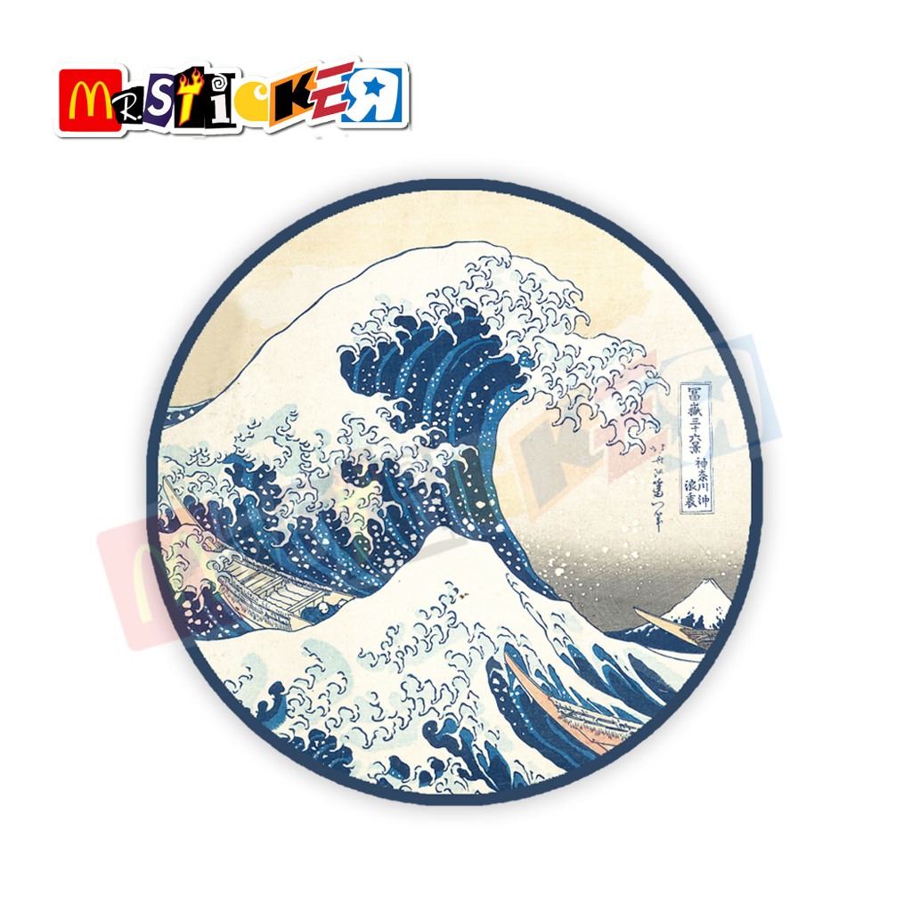 Sticker Under the Wave off Kanagawa The Great Wave fujiyama art rounded ...