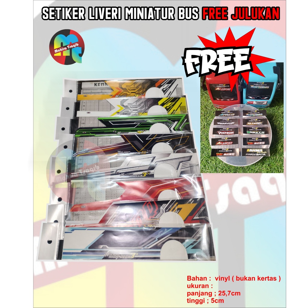 LIVERY MINIATURE PLASTIC BUS STICKER FREE NAME SULUKAN MINIATURE ...