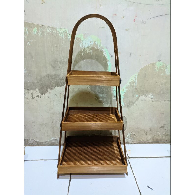 3 tier square onion rack / 3 tier bamboo kitchen rack / 3 tier bamboo kitchen spice rack / multi ...