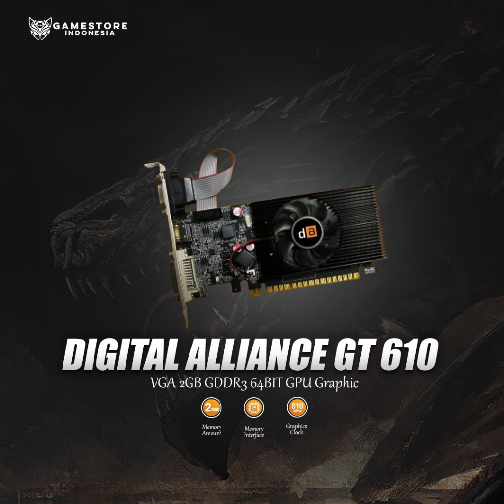 Vga CARD DIGITAL ALLIANCE GT 610 2GB GDDR3 64Bit NVIDIA GEFORCE GPU GRAPHIC | Shopee Singapore
