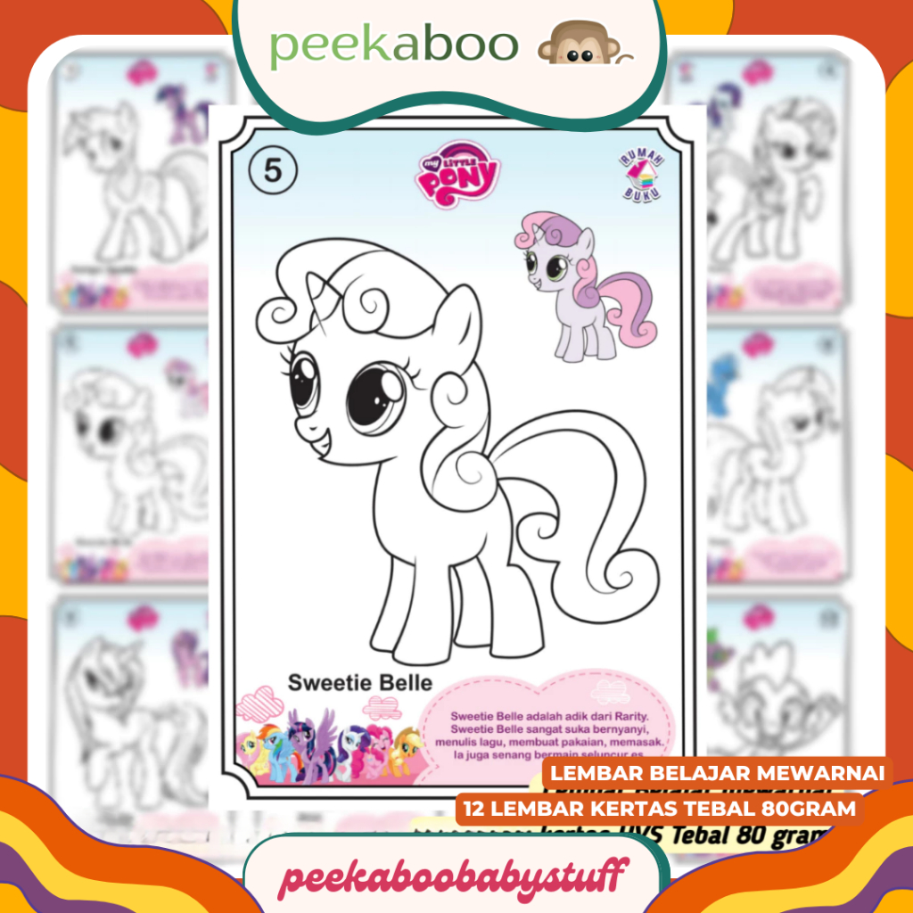 COLORING ACTIVITY SHEETS FOR KINDERGARTEN CHILDREN - PONY THEME | LARGE ...
