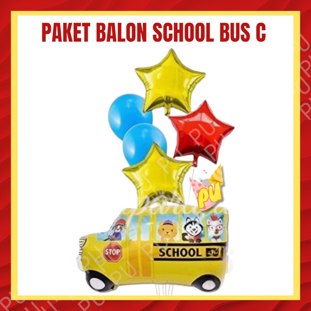 School Bus Balloon Package C / School Bus Car Birthday Decoration ...